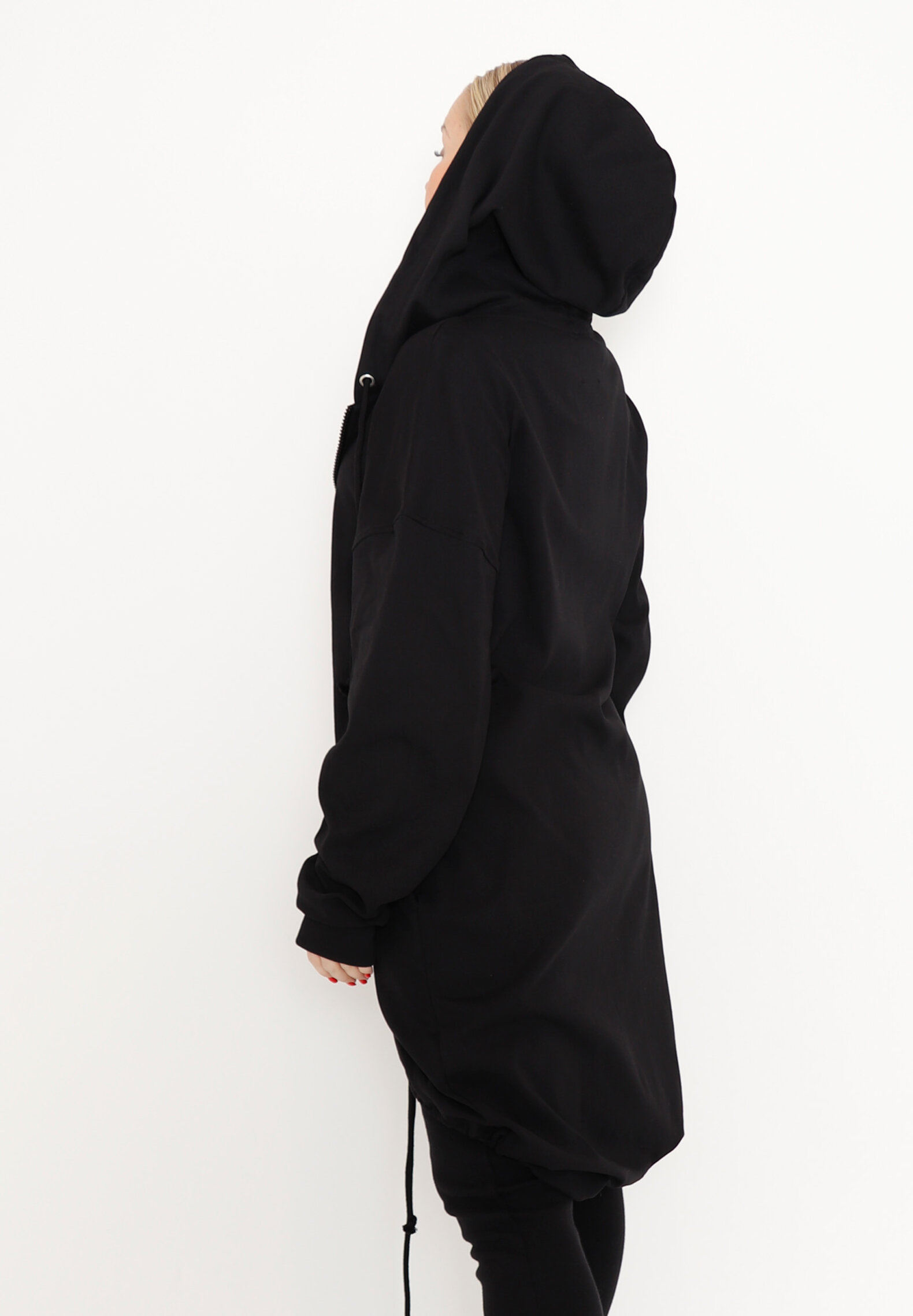 Lofina - Cardigans - Sort Aarhus - Cardigan with hoodie and zipper