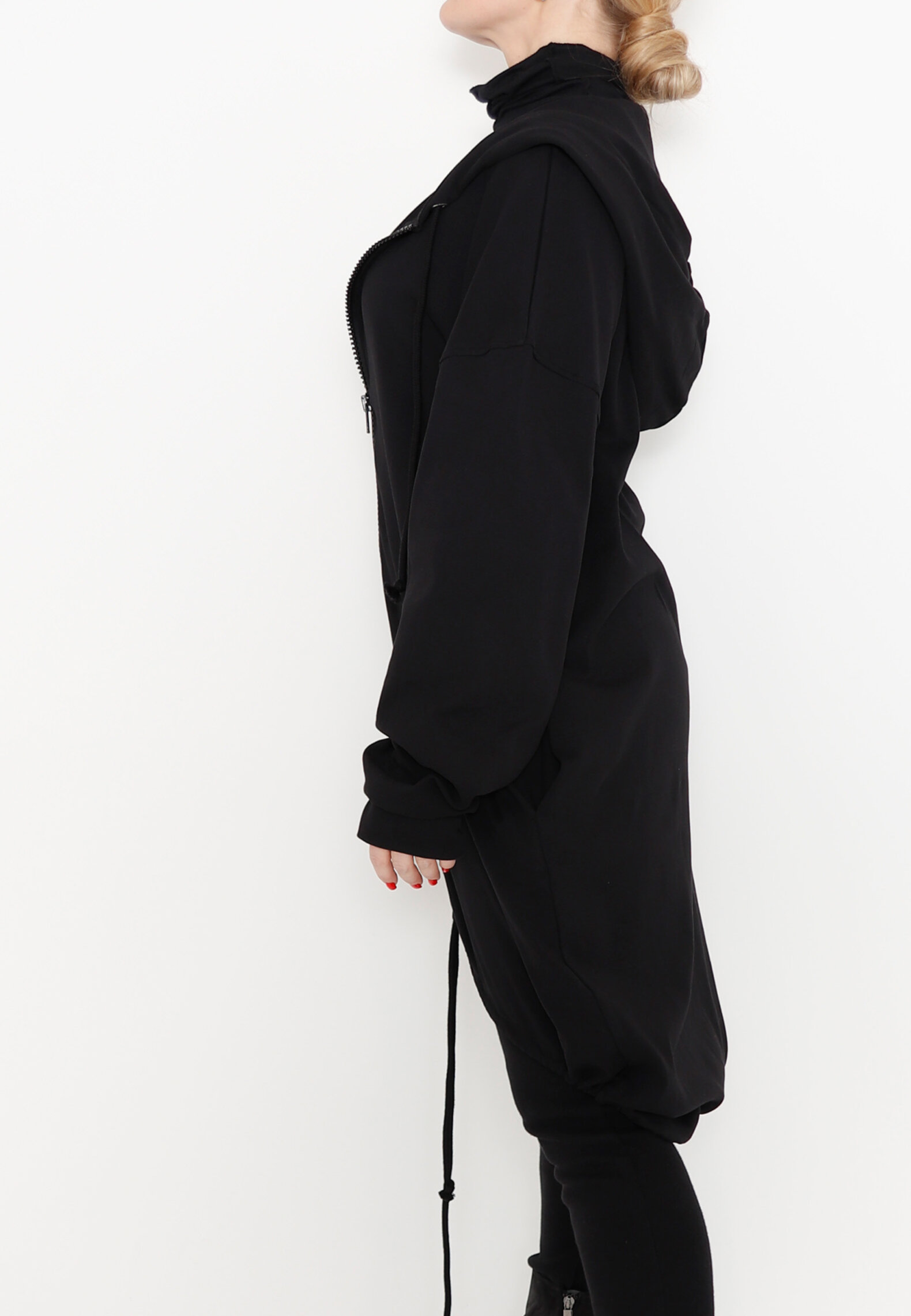 Lofina - Cardigans - Sort Aarhus - Cardigan with hoodie and zipper